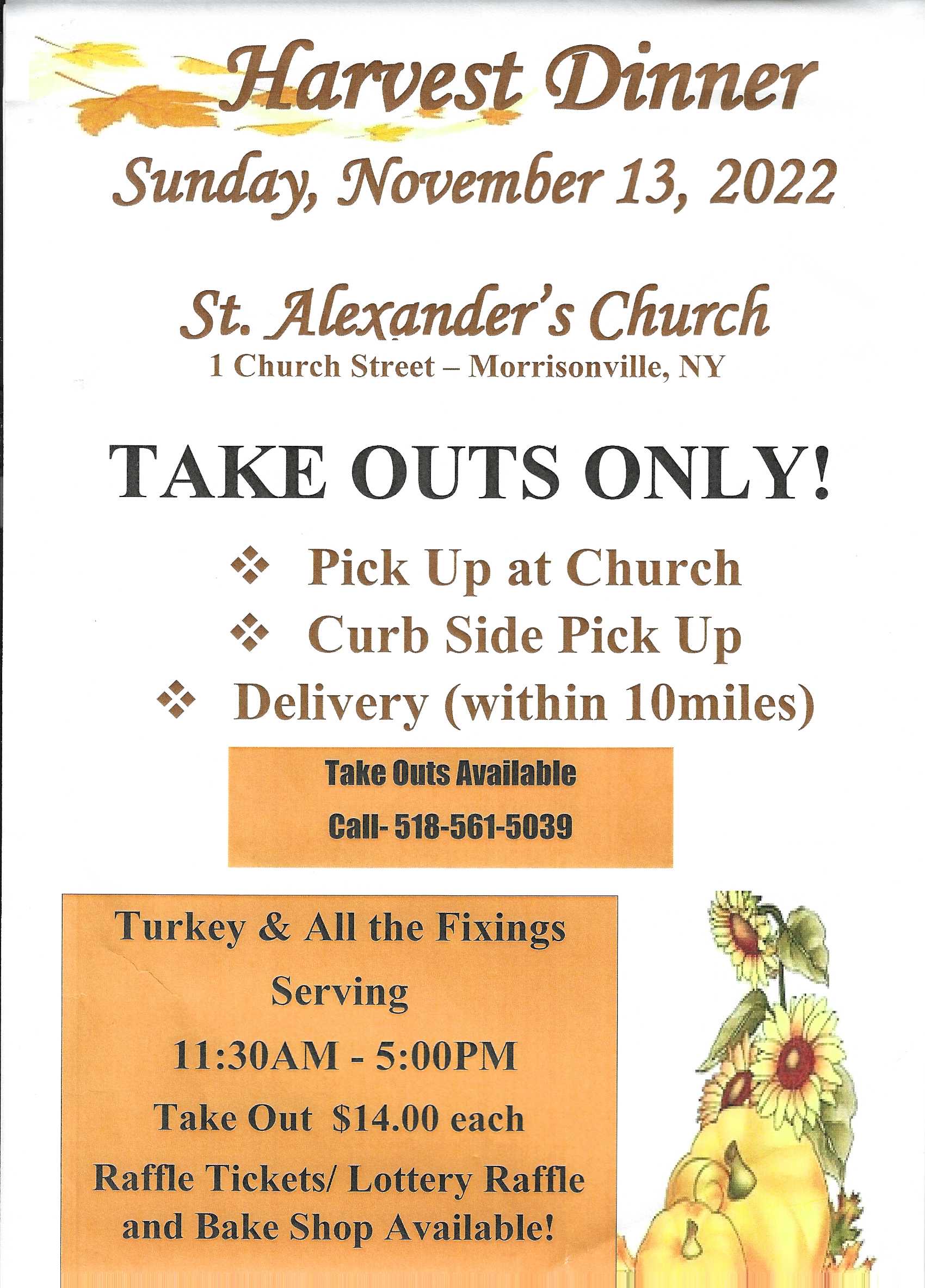 St. Alexander’s Harvest Dinner – November 13th | The Peru Gazette