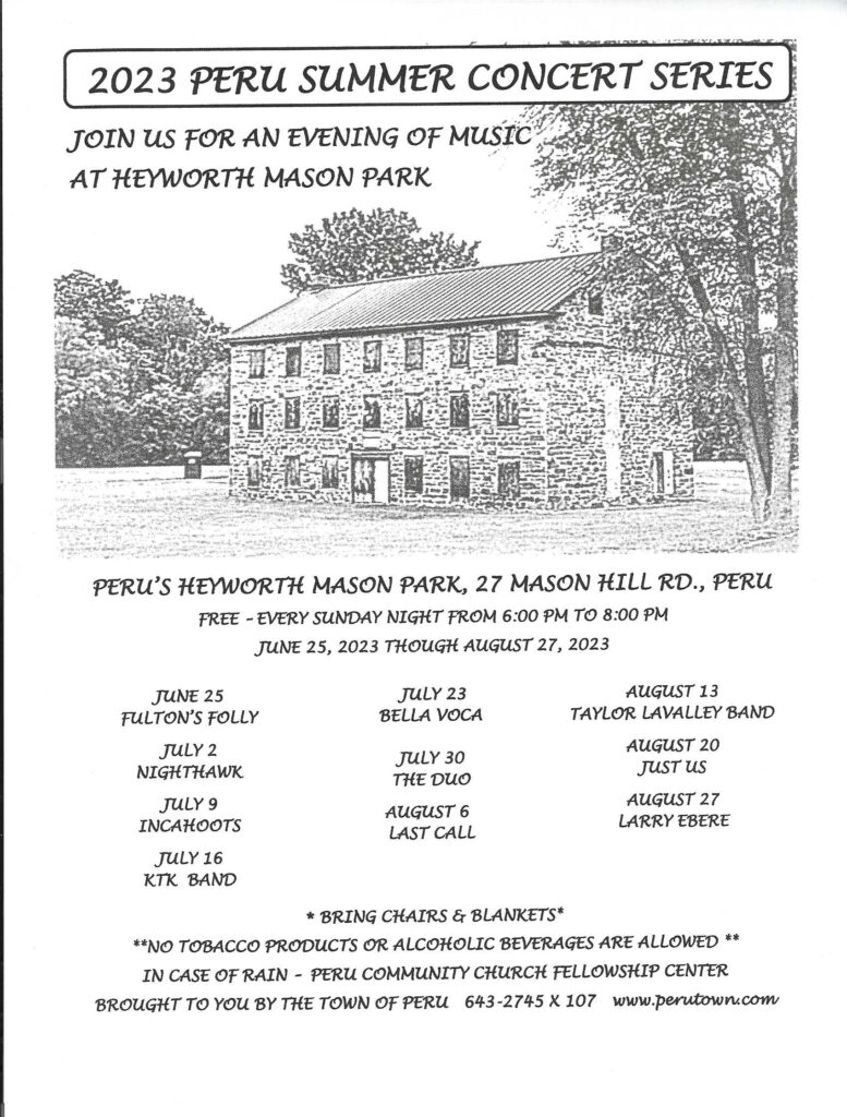 Peru Summer Concert Series Announced | The Peru Gazette